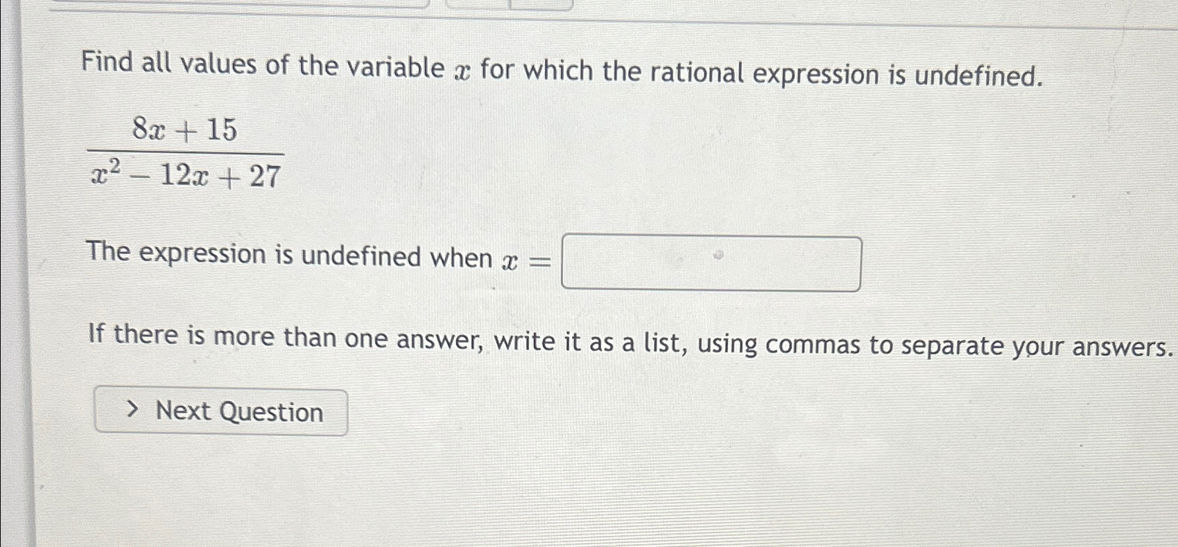 Solved Find all values of the variable x ﻿for which the | Chegg.com