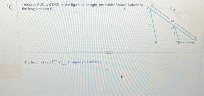 Solved K HAND Triangles ABC and DEC, in the figure to the | Chegg.com