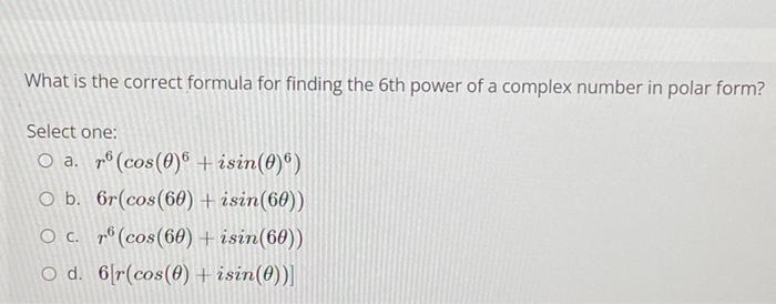 Solved What is the correct formula for finding the 6th power | Chegg.com