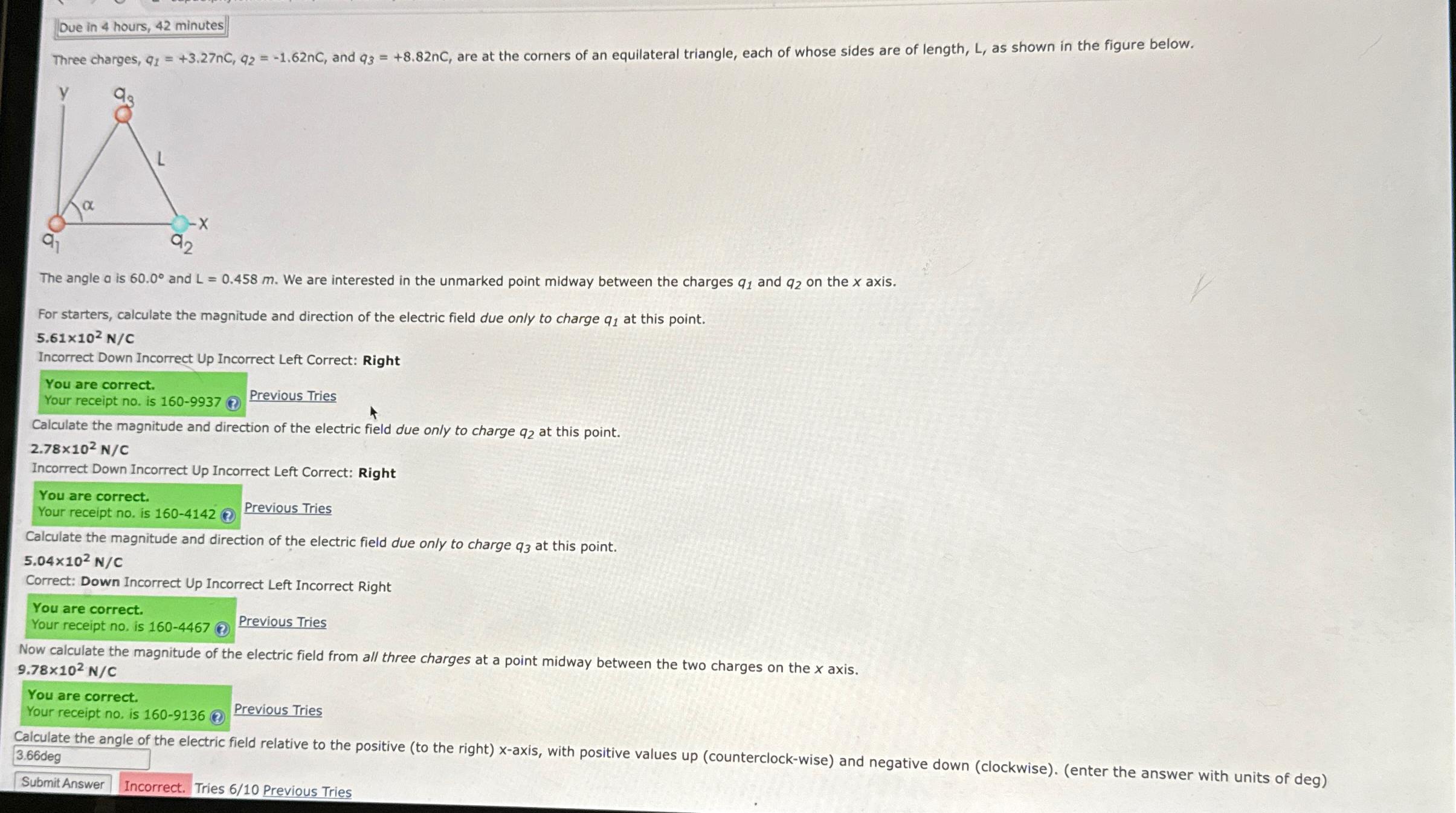 Solved calculate the angle of the electric field relative to | Chegg.com