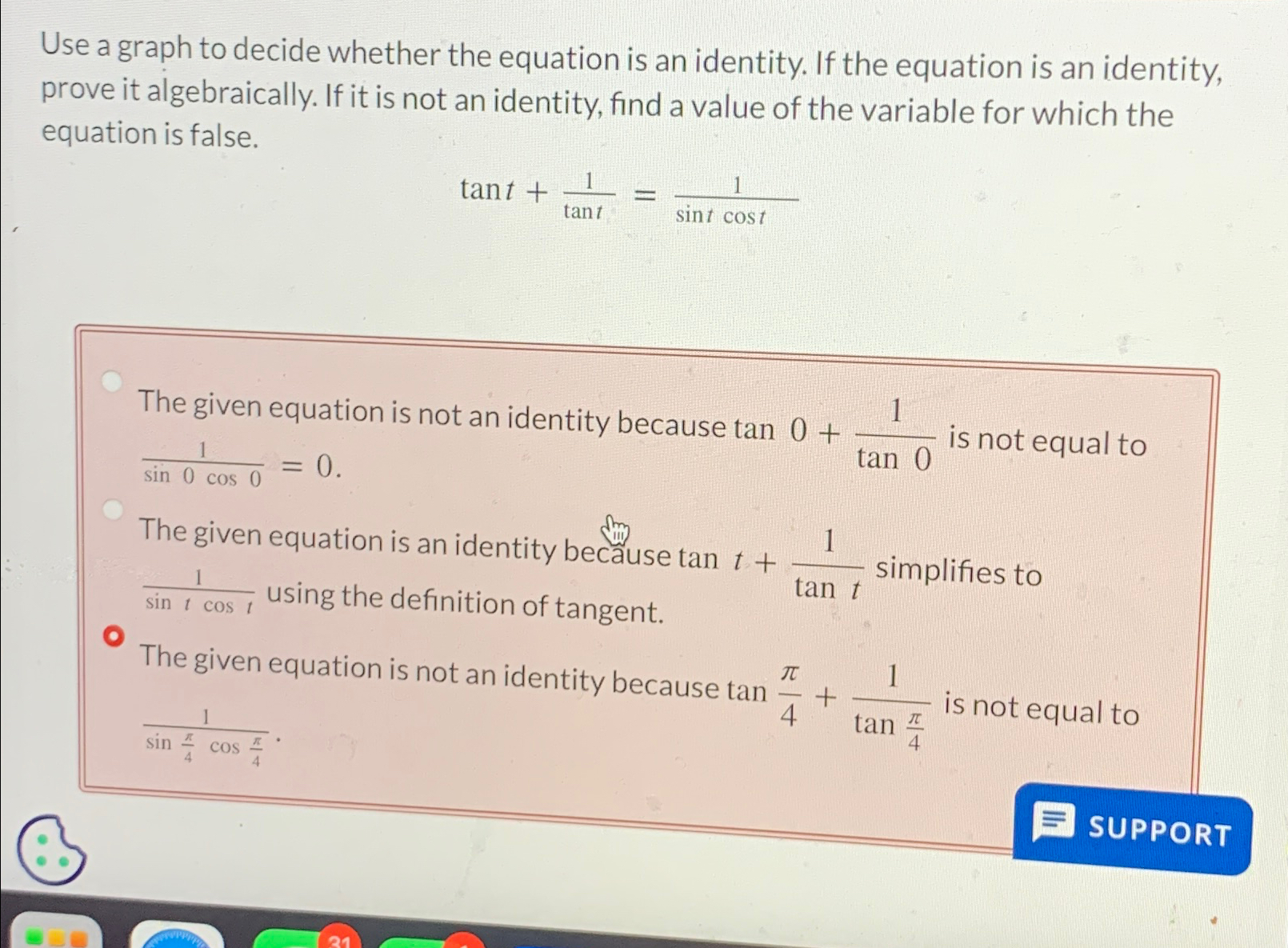 Solved Use a graph to decide whether the equation is an | Chegg.com