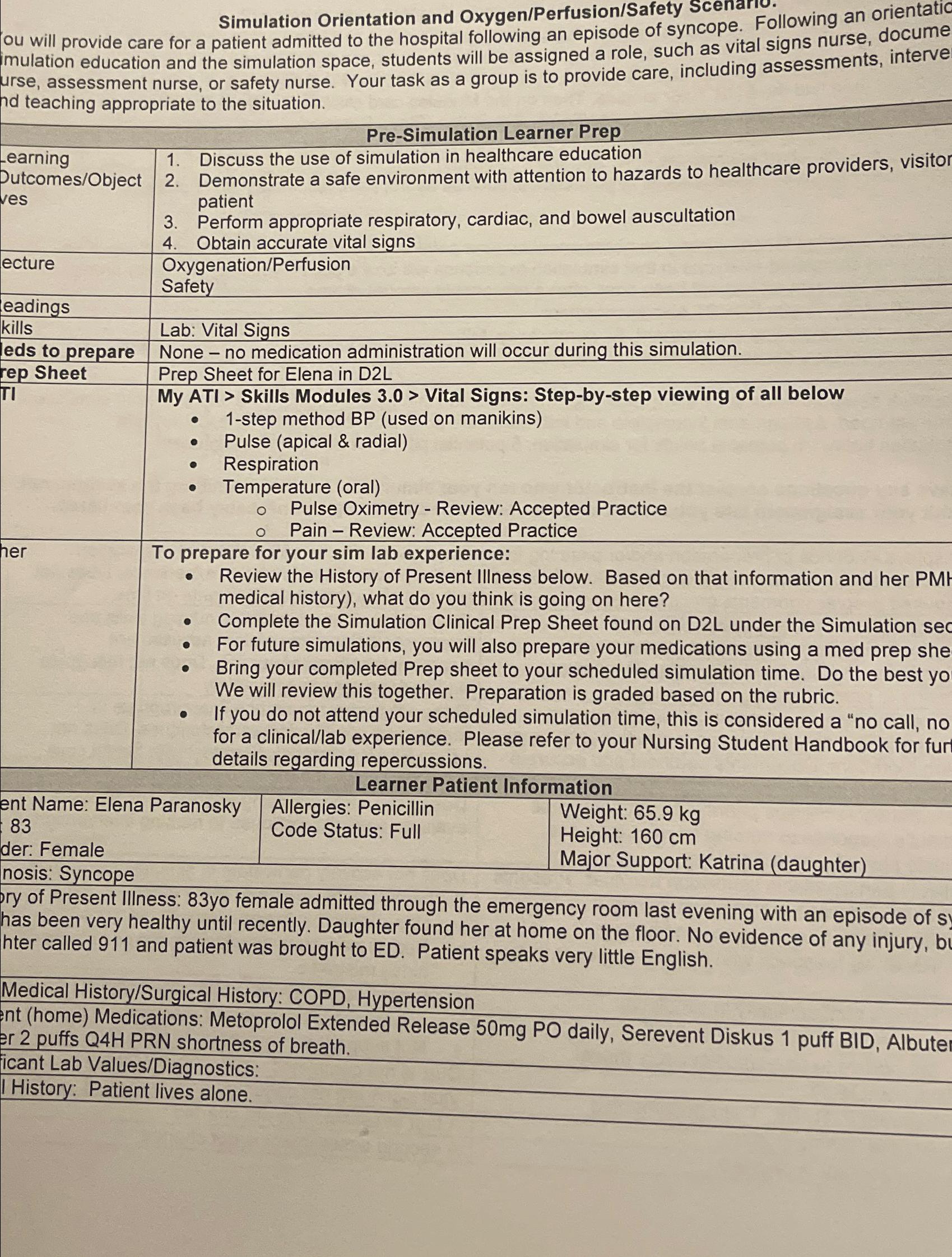 Solved Simulation Orientation and Oxygen/Perfusion/Safety | Chegg.com