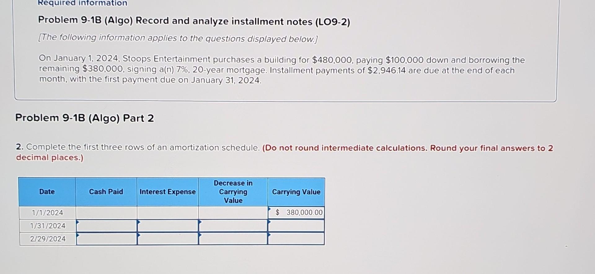 Solved Required information Problem 9-1B (Algo) Record and | Chegg.com
