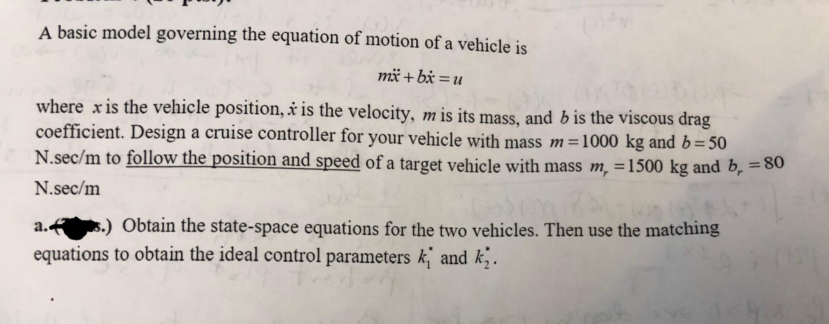 Solved A basic model governing the equation of motion of a | Chegg.com