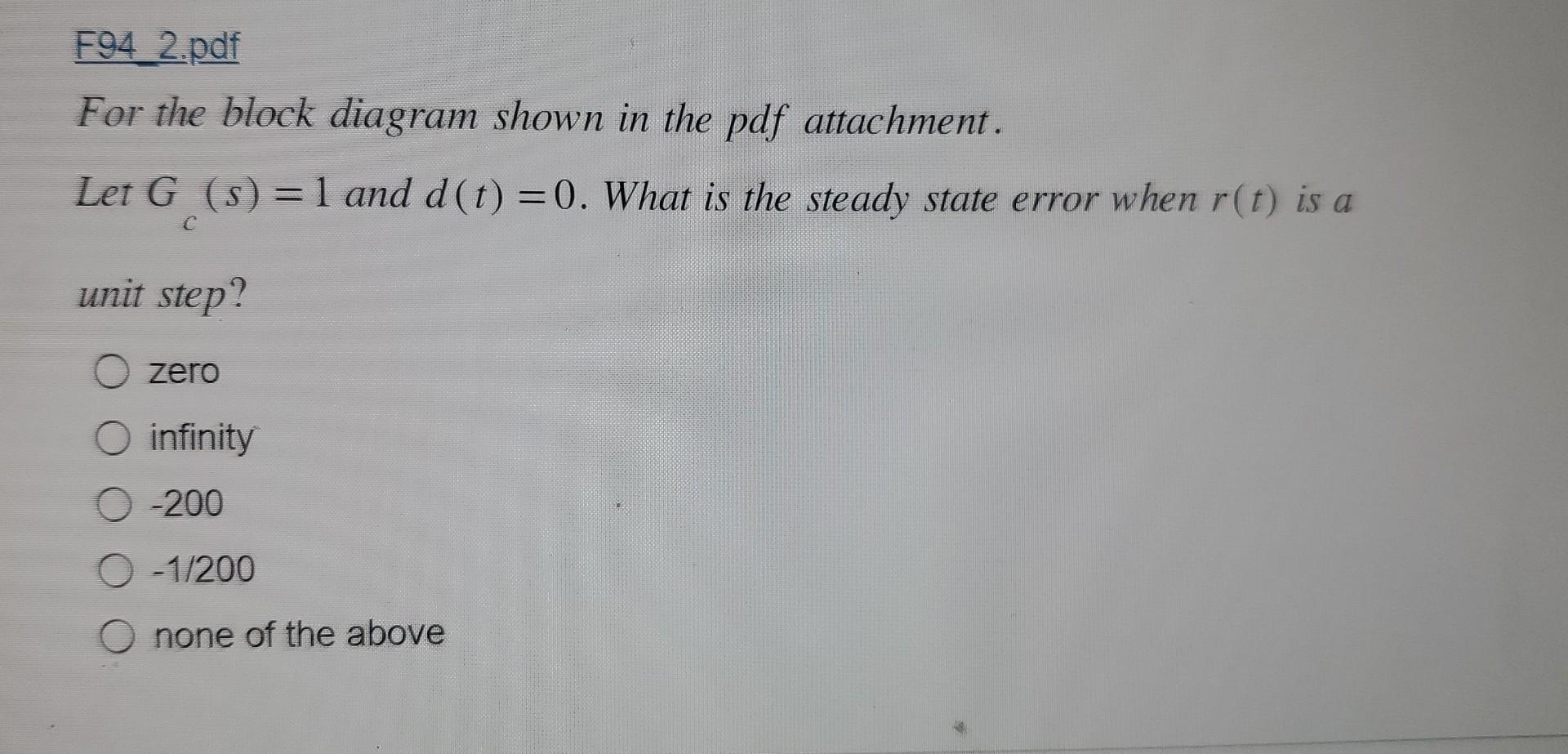Solved For the block diagram shown in the pdf attachment. | Chegg.com