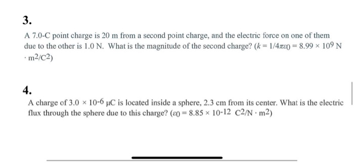 Solved A 7.0-C point charge is 20 m from a second point | Chegg.com