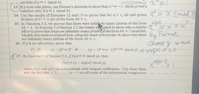 solvable if p=1(mod4). 13. If p is an odd prime, use | Chegg.com