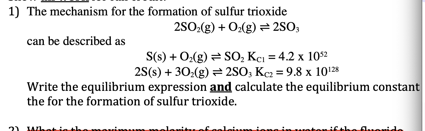 Solved The mechanism for the formation of sulfur trioxidecan | Chegg.com