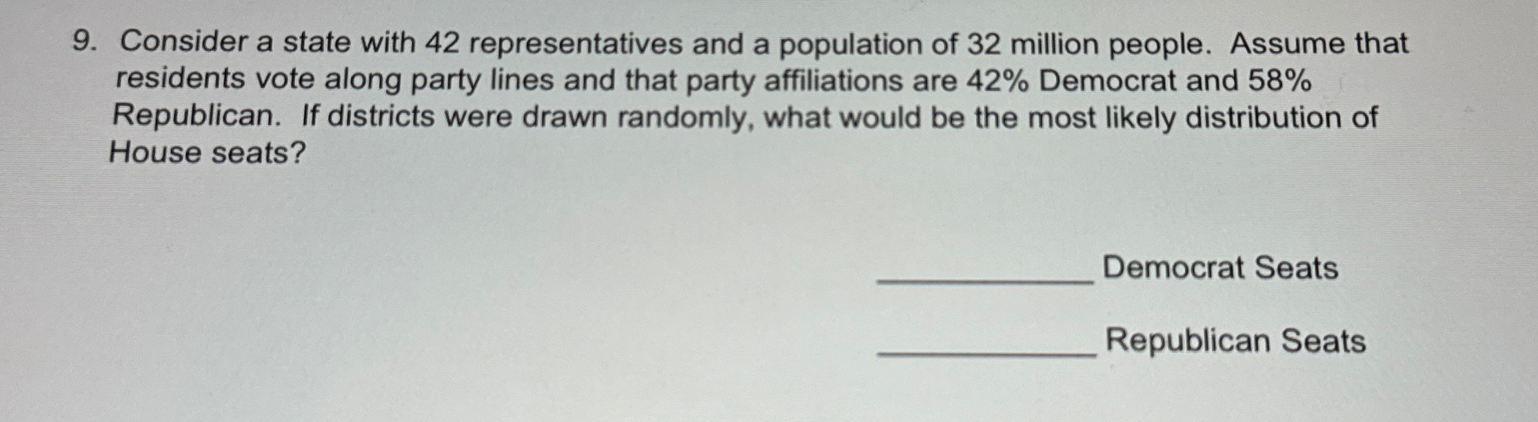 Solved Consider a state with 42 ﻿representatives and a | Chegg.com