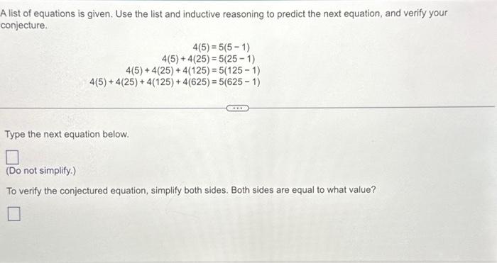 Solved A list of equations is given. Use the list and | Chegg.com