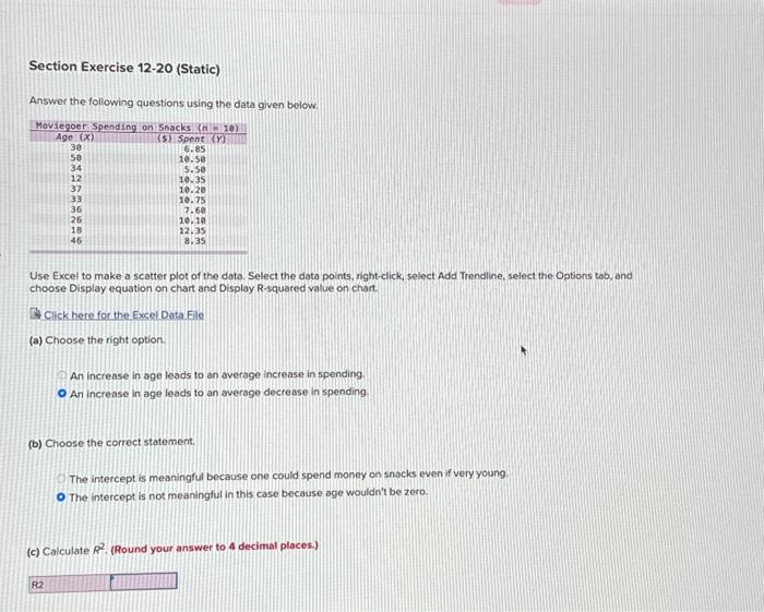 Solved Section Exercise 12-20 (Static) Answer the following | Chegg.com