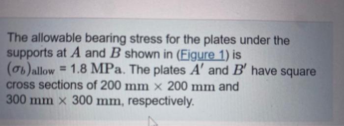 The allowable bearing stress for the plates under the | Chegg.com