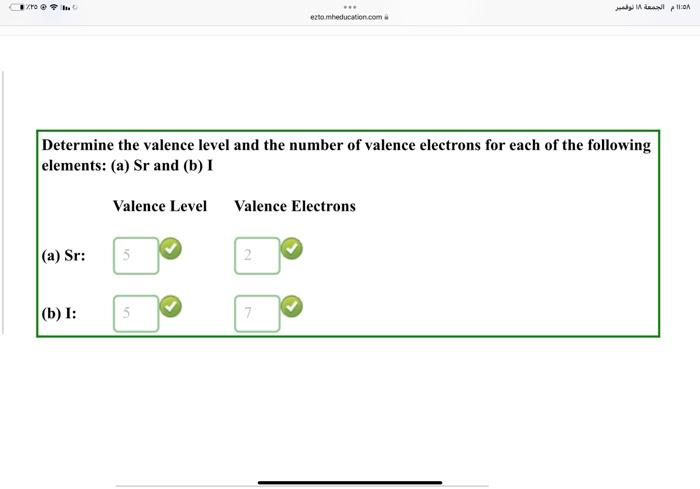 Solved Determine the valence level and the number of valence | Chegg.com
