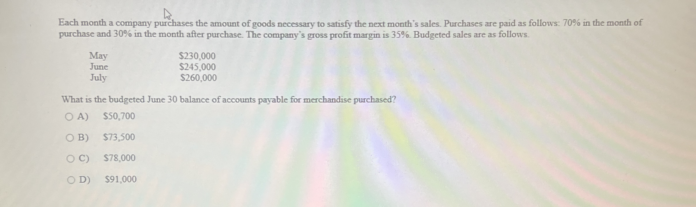 Solved Each month a company purchases the amount of goods | Chegg.com