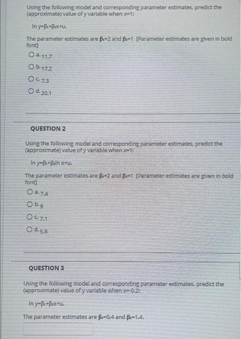 Solved Using the following model and corresponding parameter | Chegg.com