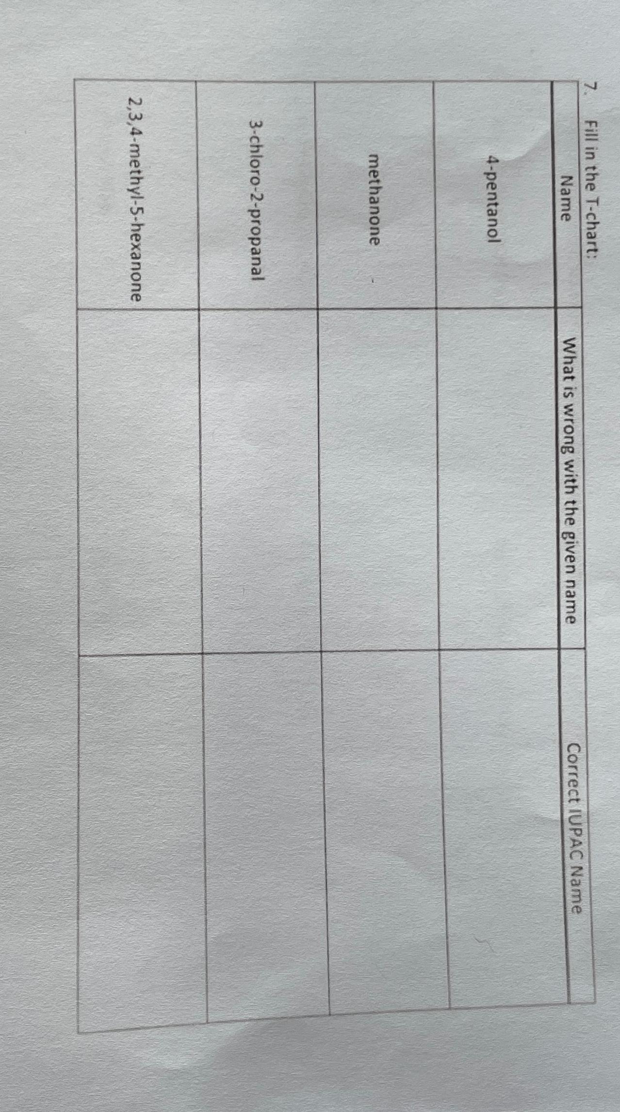 Solved Fill in the T-chart | Chegg.com