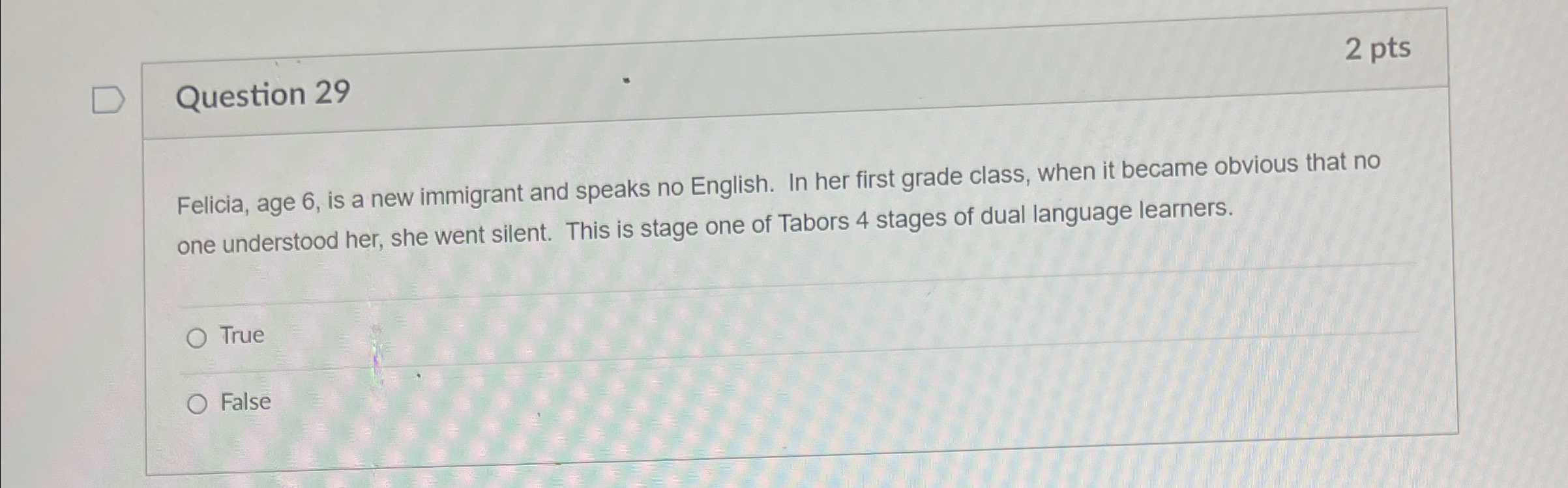 Solved Question 292 ﻿ptsFelicia, age 6, ﻿is a new immigrant | Chegg.com