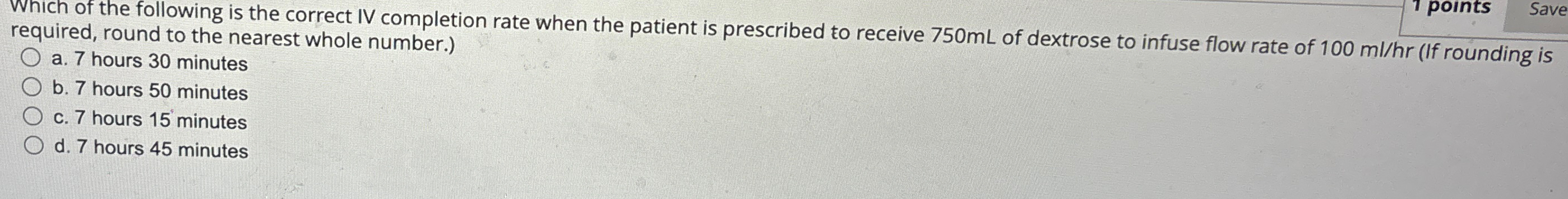 Solved Which of the following is the correct IV completion | Chegg.com