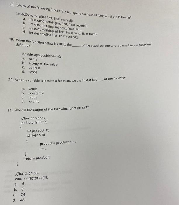 Solved 18. Which of the following functions is a properly | Chegg.com