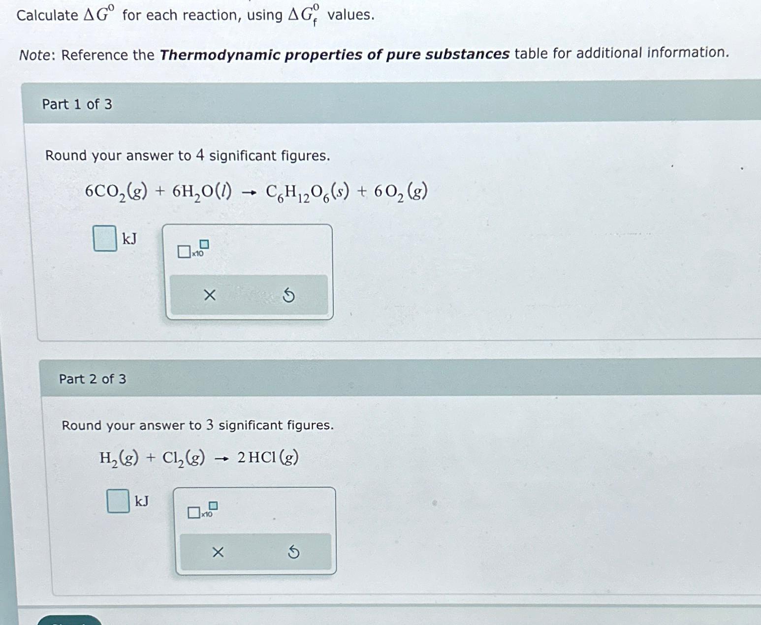 Solved Calculate ΔG0 ﻿for each reaction, using ΔGf0 | Chegg.com