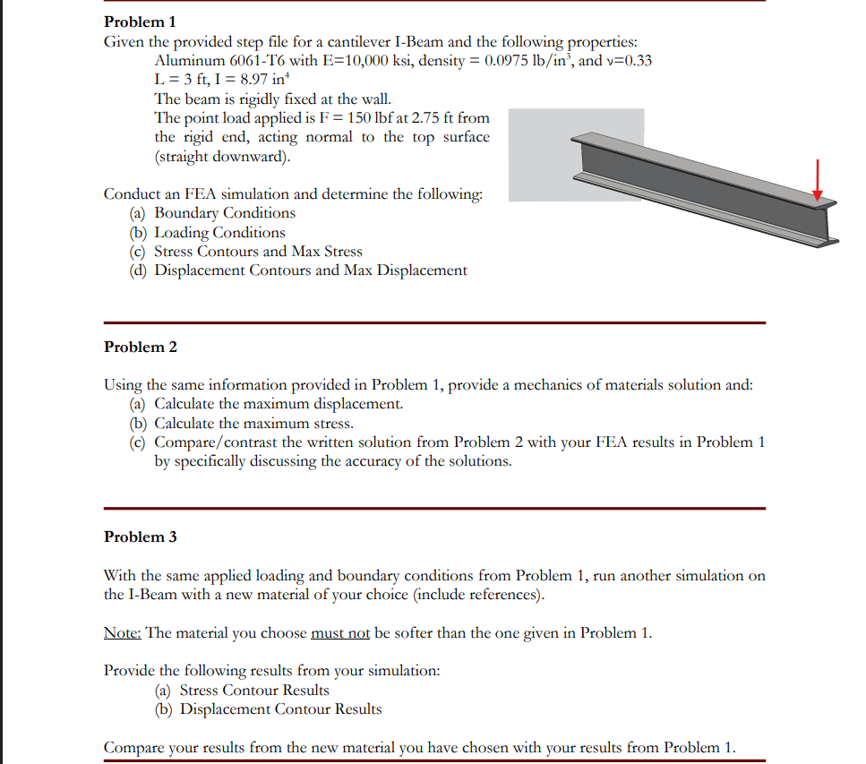 Problem 1 ﻿Given the provided step file for a | Chegg.com