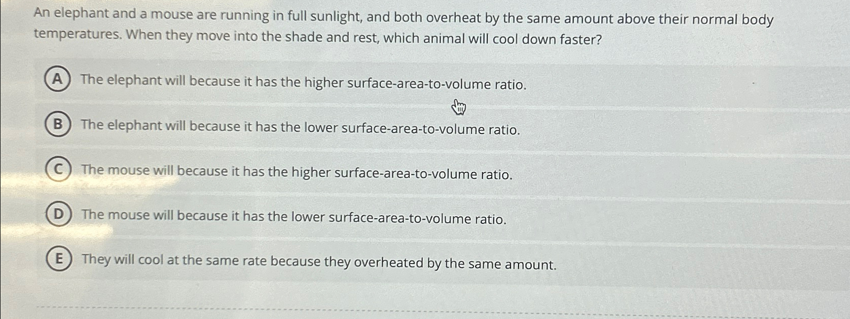 Solved An elephant and a mouse are running in full sunlight, | Chegg.com