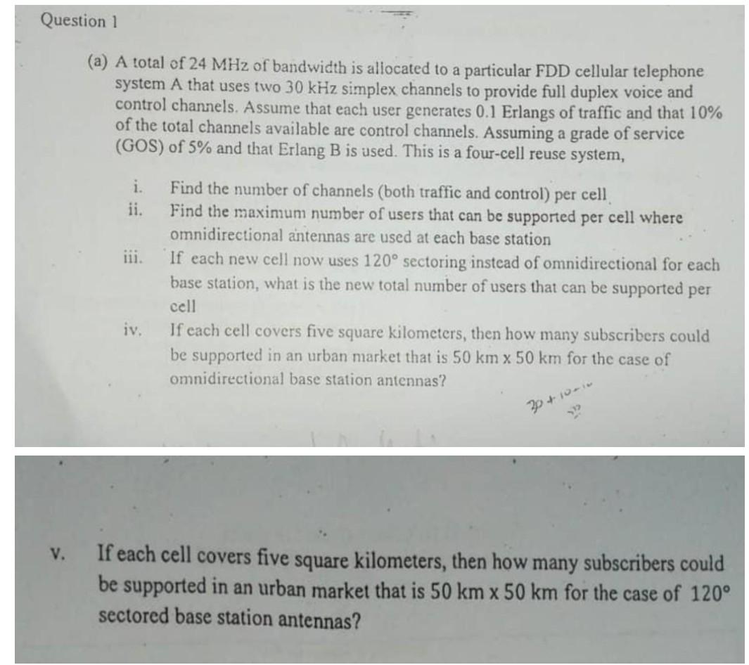 Solved (a) A total of 24MHz of bandwidth is allocated to a | Chegg.com