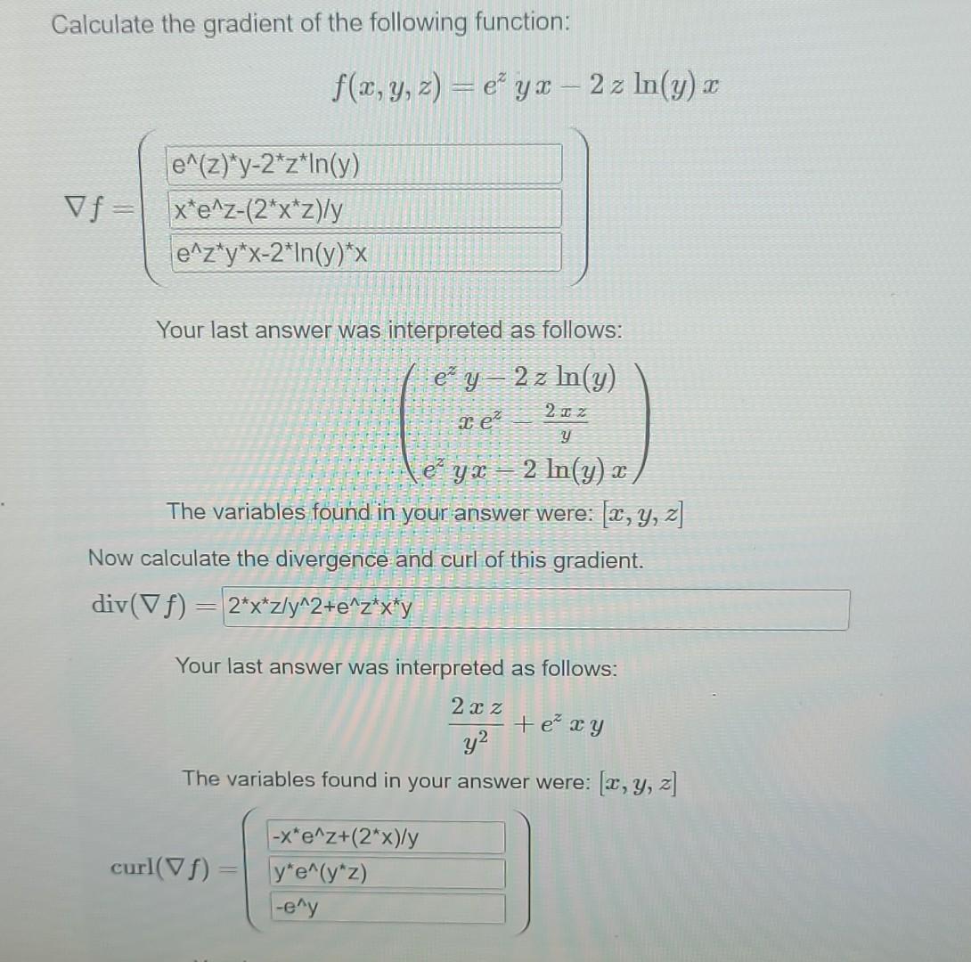 Solved Calculate the gradient of the following function: | Chegg.com