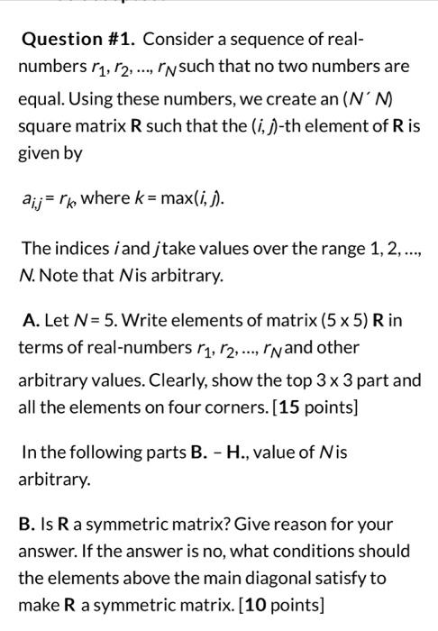 Solved Question \#1. Consider a sequence of realnumbers | Chegg.com