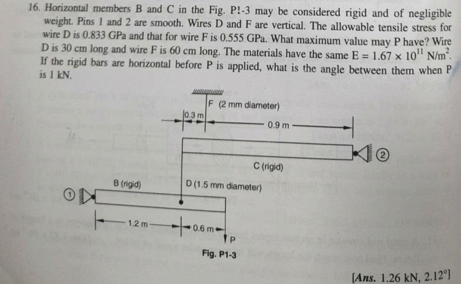Solved 16. Horizontal members B and C in the Fig. P1-3 may | Chegg.com