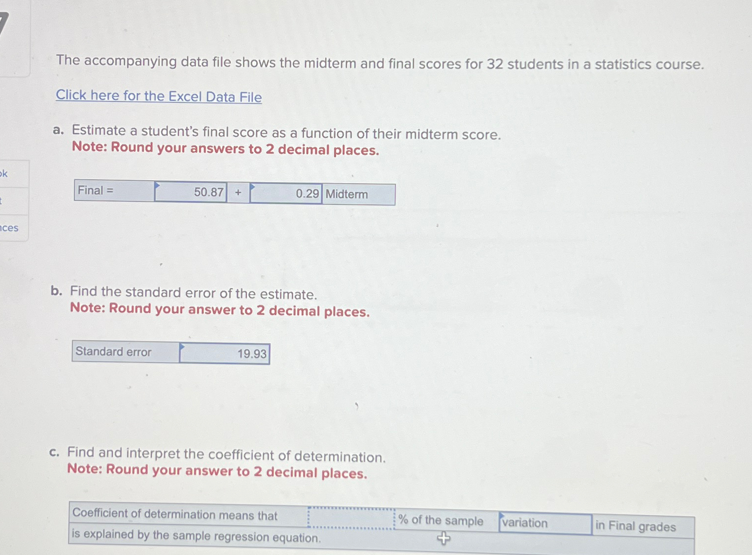 The accompanying data file shows the midterm and | Chegg.com