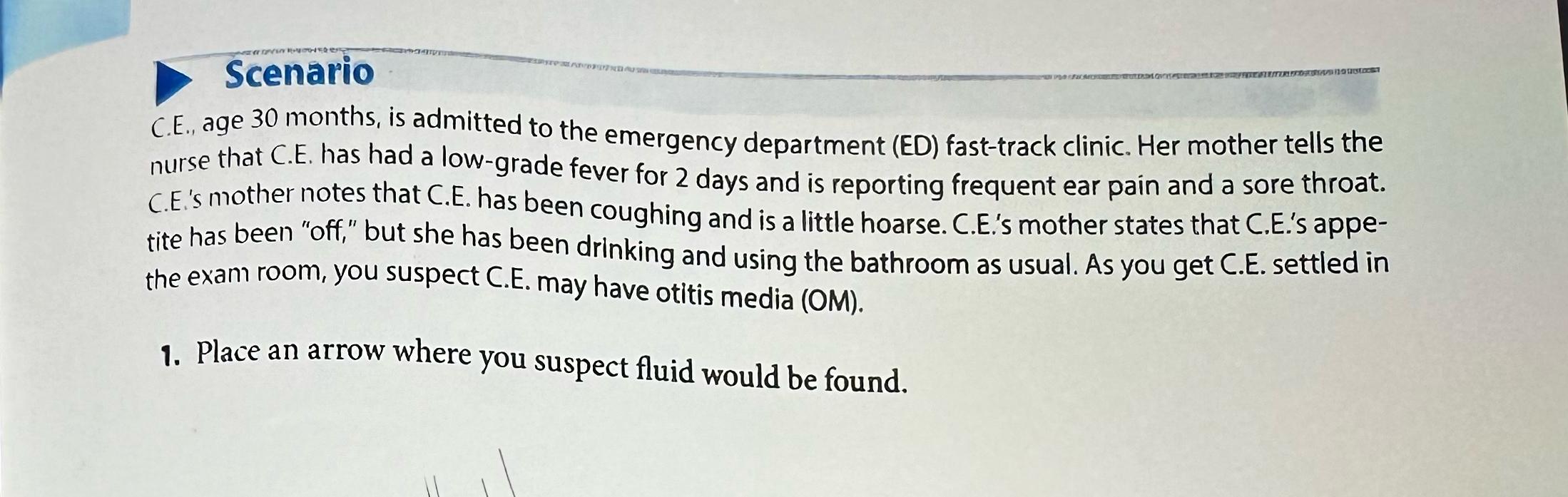 Solved ScenarioC.E., ﻿age 30 ﻿months, is admitted to the | Chegg.com