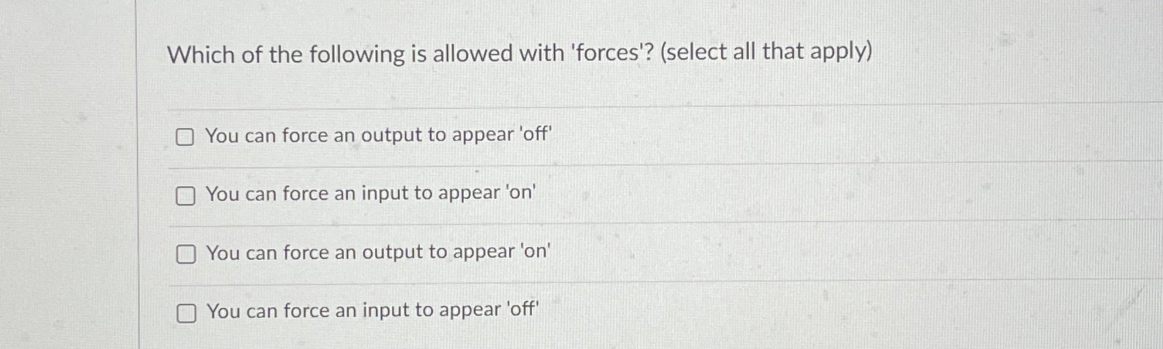 Solved Which of the following is allowed with 'forces'? | Chegg.com
