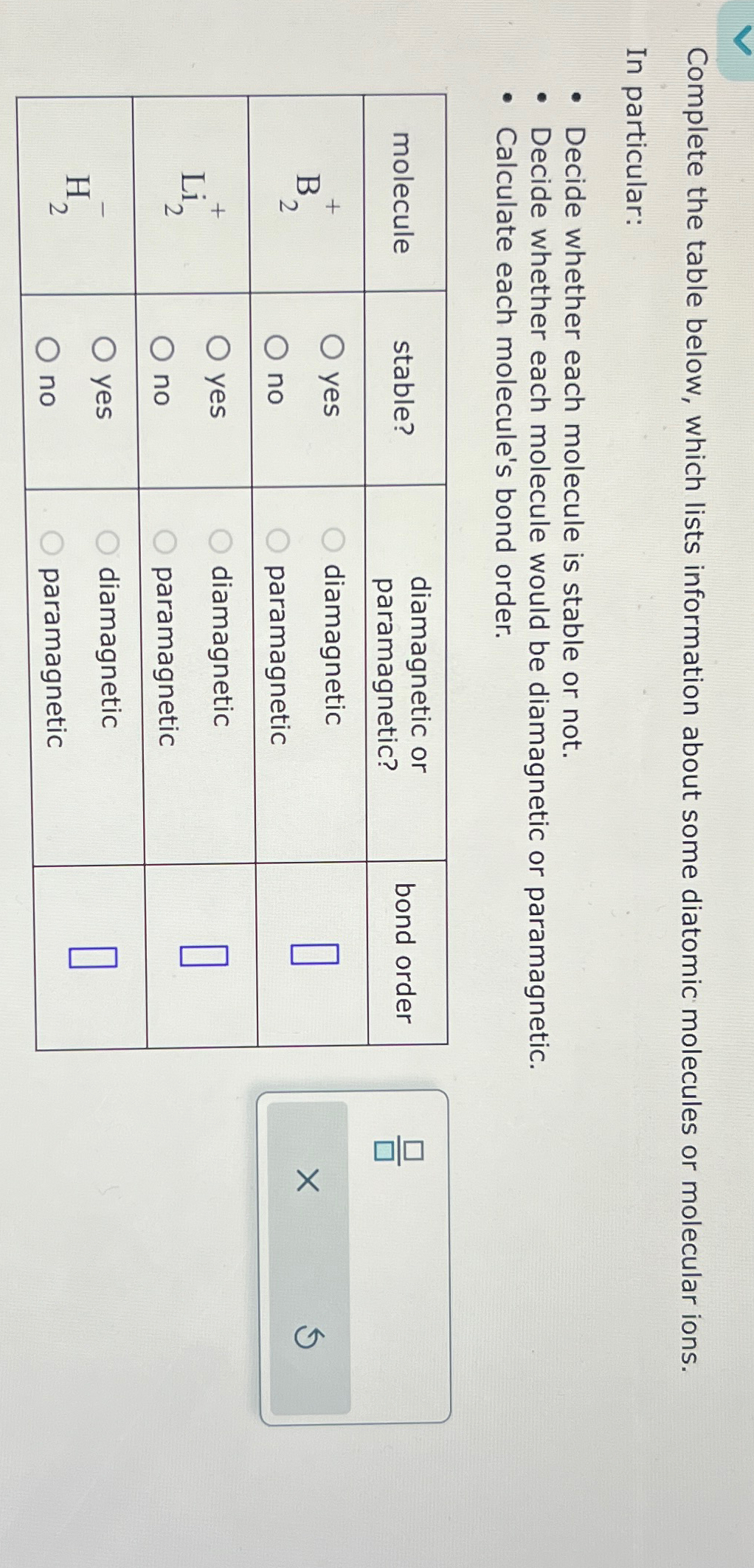 Solved Complete the table below, which lists information | Chegg.com