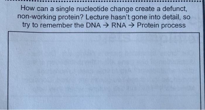Solved How can a single nucleotide change create a defunct, | Chegg.com