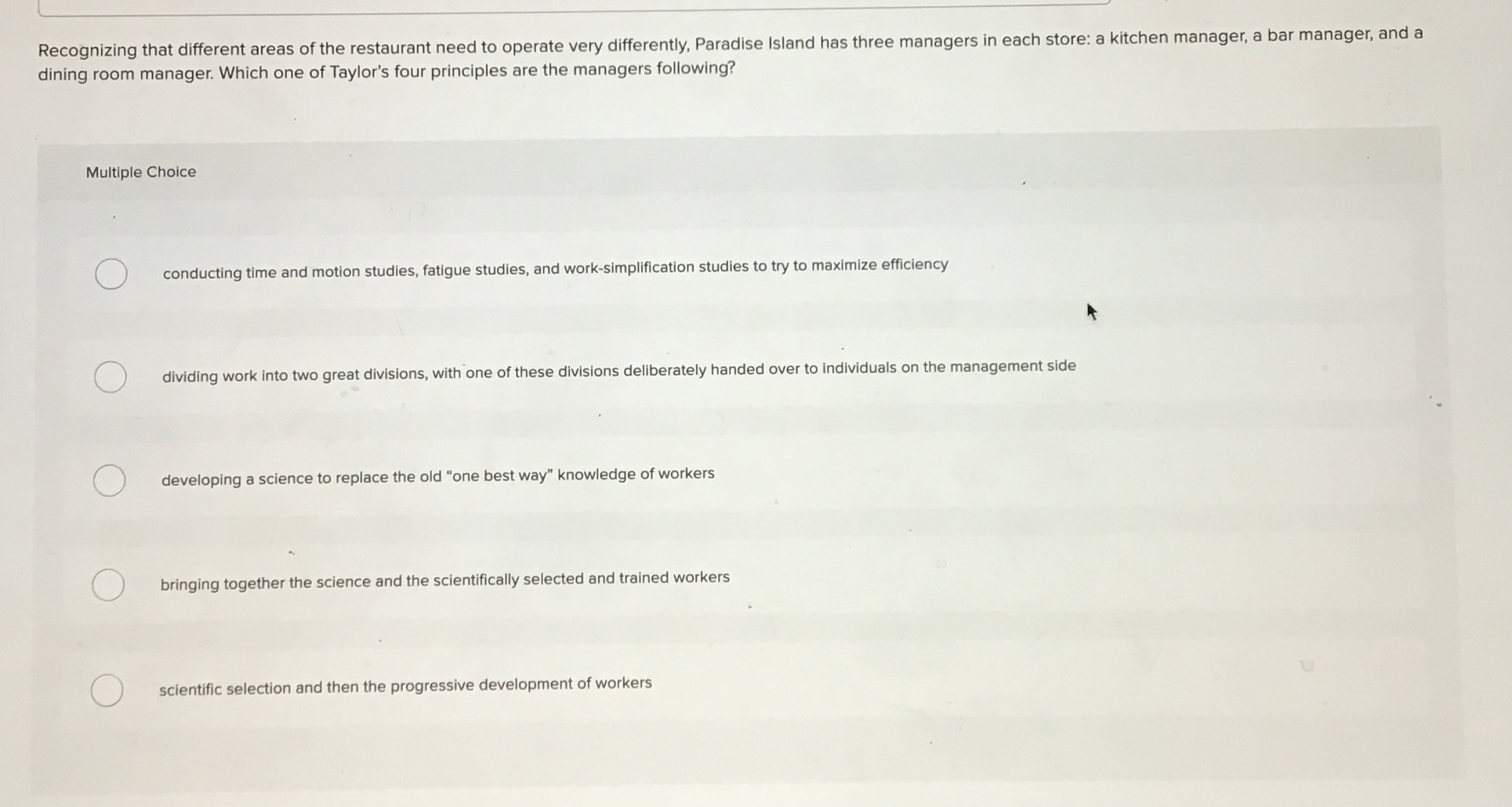 Solved Recognizing that different areas of the restaurant | Chegg.com