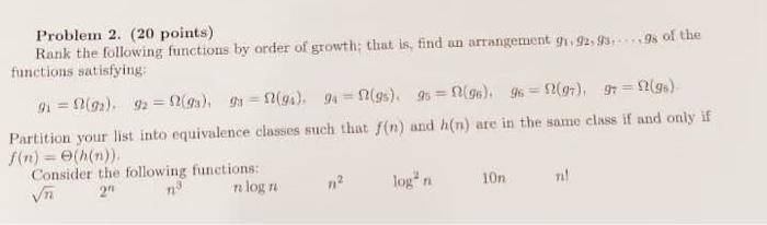 Solved Problem 2. (20 points) *** Rank the following | Chegg.com