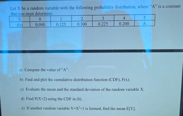 Solved Let X be a random variable with the following | Chegg.com