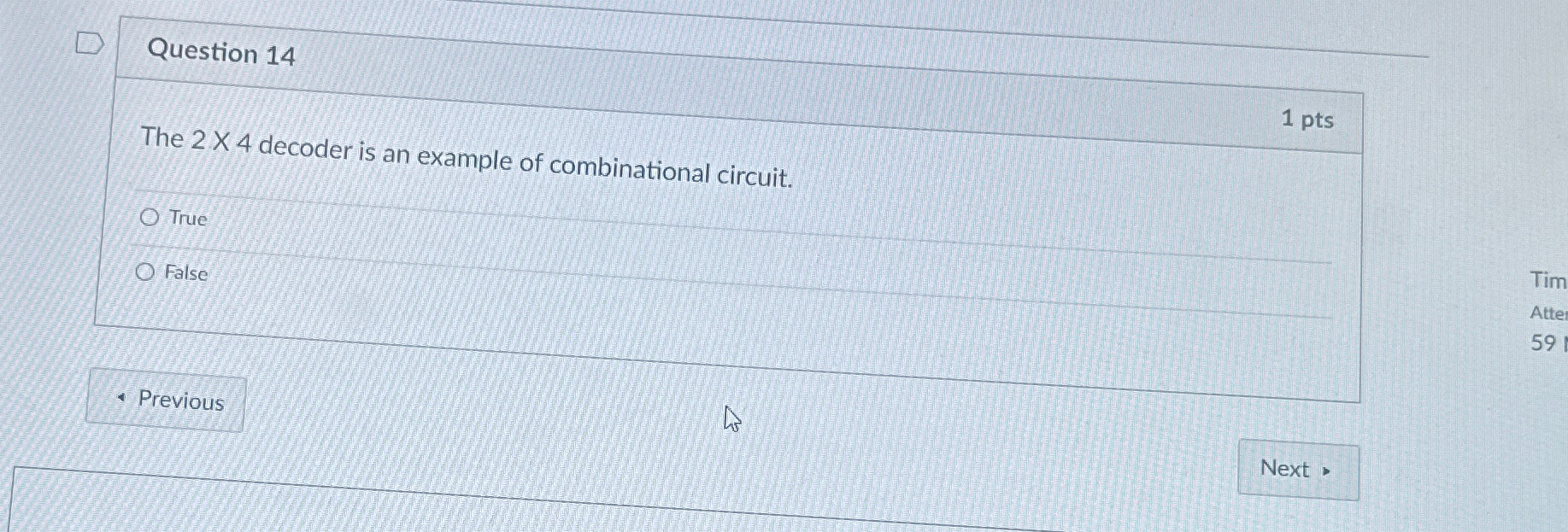 Solved Question 141 ﻿ptsThe 2×4 ﻿decoder is an example of | Chegg.com