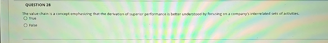 Solved QUESTION 28The value chain is a concept emphasizing | Chegg.com