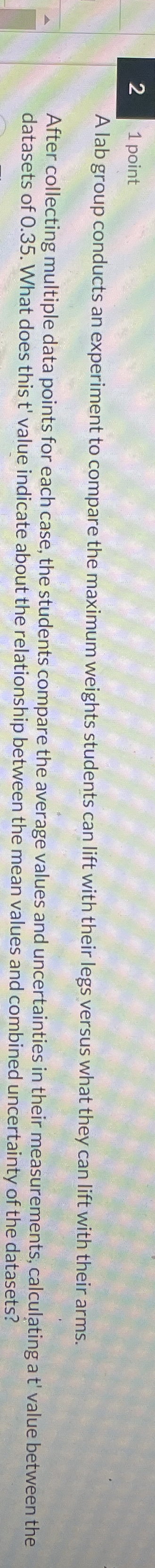Solved 21 ﻿pointA lab group conducts an experiment to | Chegg.com