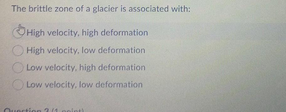Solved The brittle zone of a glacier is associated with: | Chegg.com