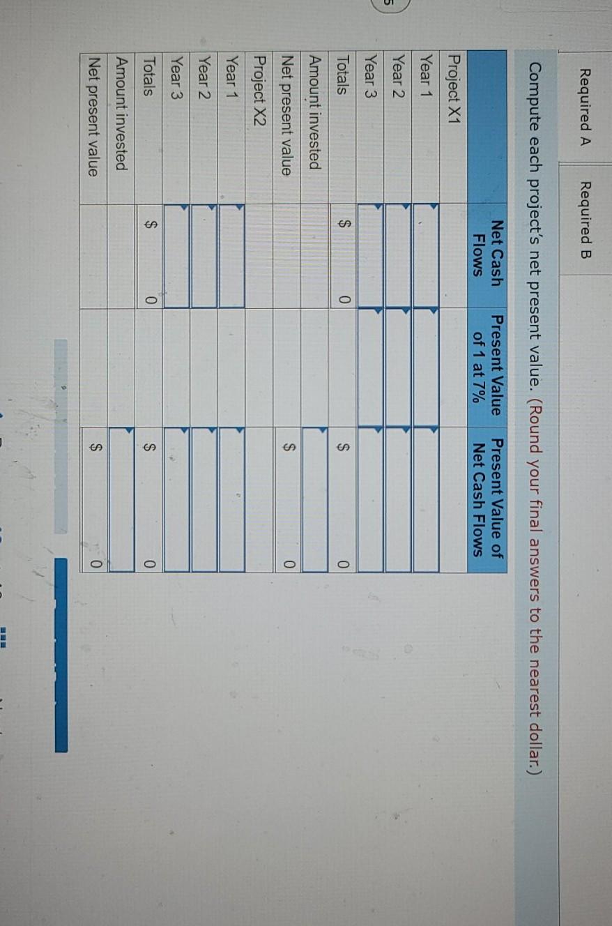 Solved Required A Required B Compute each project's net | Chegg.com