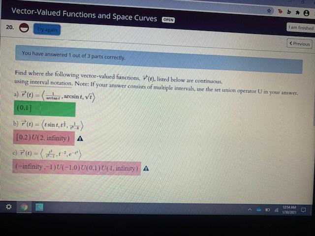 Solved Vector-Valued Functions and Space Curves OPEN e 20, | Chegg.com