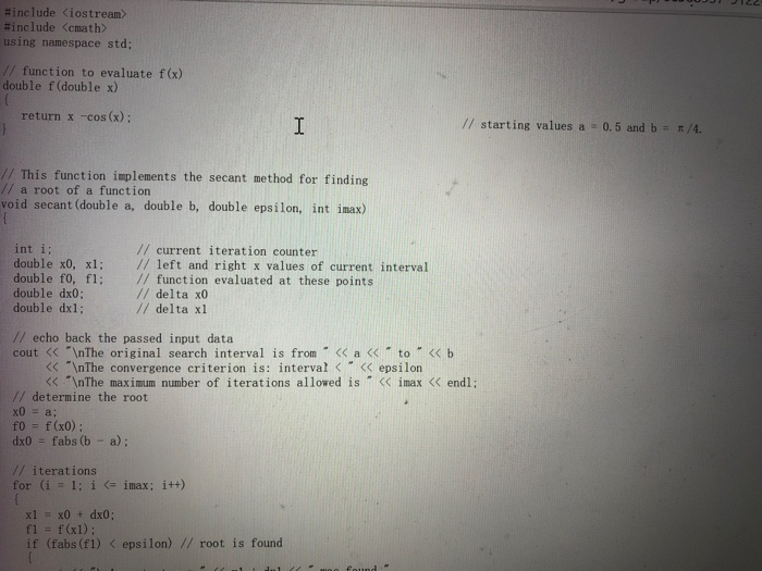 Solved 1. (2 marks) Organize the project to implement Secant | Chegg.com