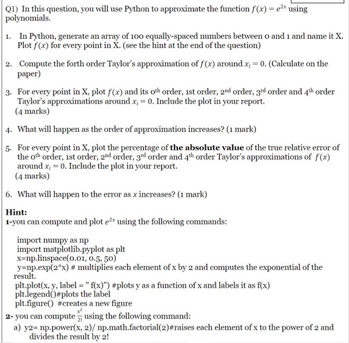 Solved Q1) In this question, you will use Python to | Chegg.com