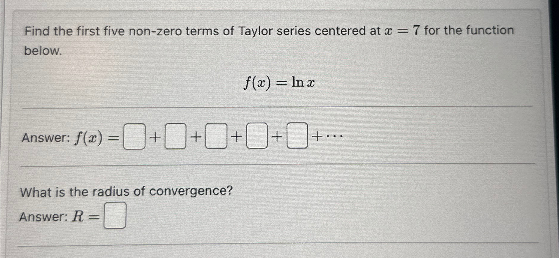 Solved Find the first five non-zero terms of Taylor series | Chegg.com