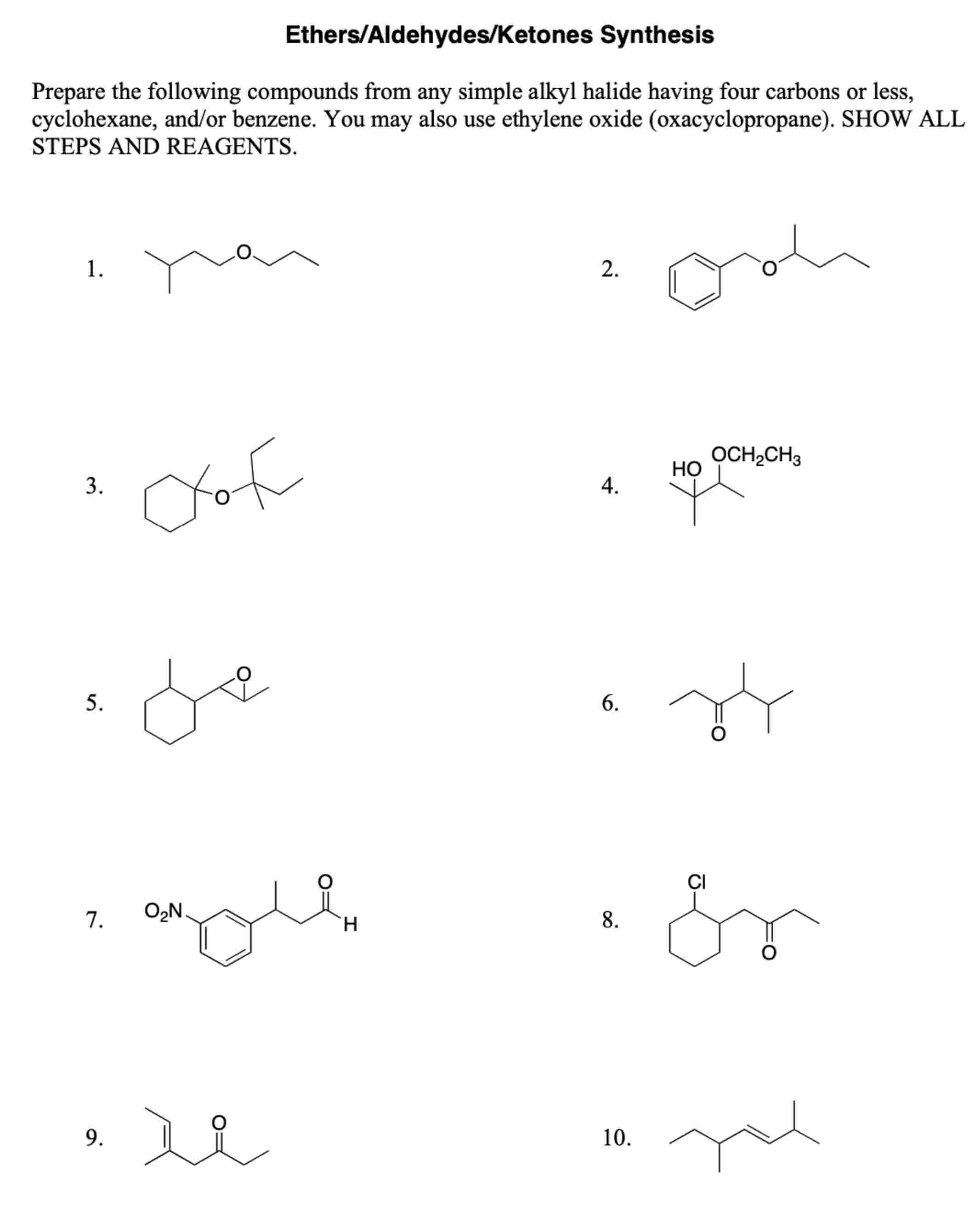 PLEASE SOLVE #3 ﻿AT LEASTEthers/Aldehydes/Ketones | Chegg.com