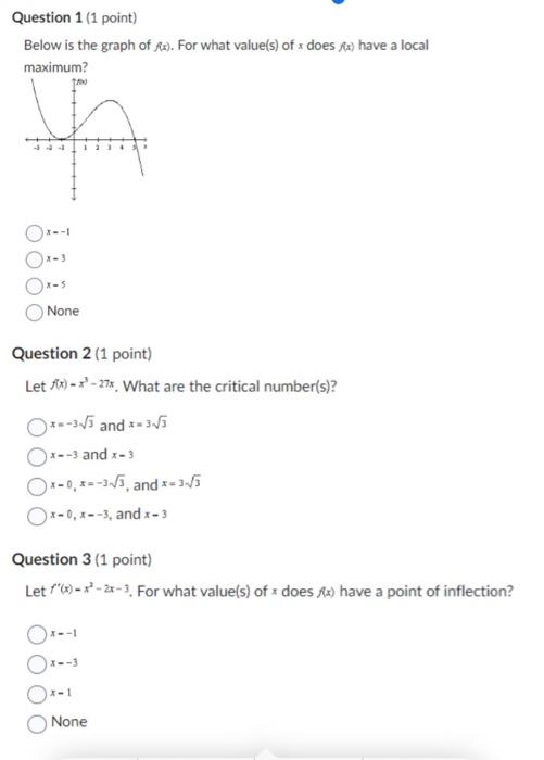 Solved Below is the graph of f(x). For what value(s) of x | Chegg.com