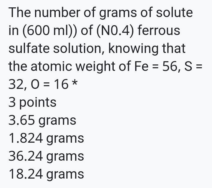 Solved The number of grams of solute in (600 ml)) of (NO.4) | Chegg.com